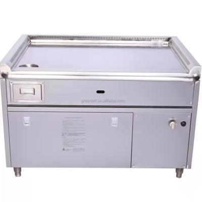 China Rectangular Teppanyaki Grill Table with 20mm Thick Heating Plate and 600x400mm Cook Area for sale
