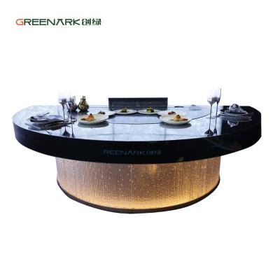 China Custom 8000W Teppanyaki Grill Table with 20mm Thick Food-Grade Alloy Steel and Triple Airflow System for sale
