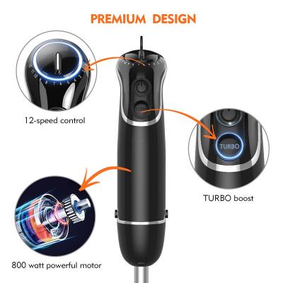 China Adjustable speed 800 watts powerful 4-in-1 easy to clean immersion kitchen set hand blender stick for sale