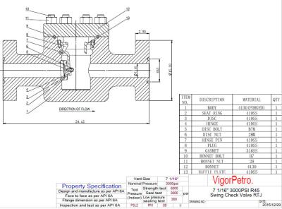China API 6A Swing Type Check Valve, 7-1/16