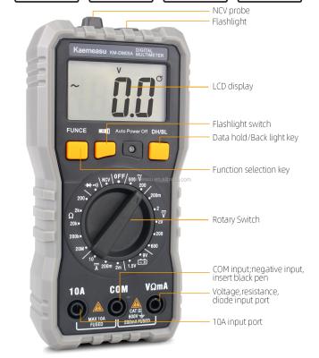 China Professional Electrician Digital Multimeters Voltage Current Resistance Diode Test Bench Multitester for sale