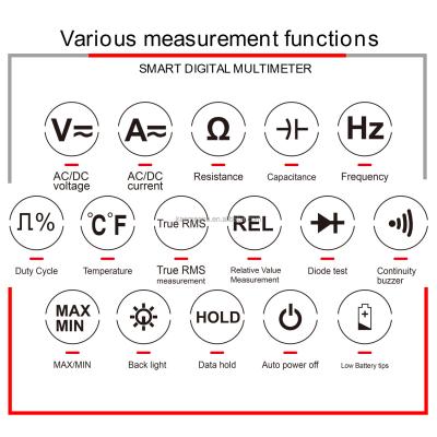 China Electrician Auto Range Multitester 6000 Counts Analogic Multimeter T-RMS Diode Test Continuity Buzzer Digital Multimeters for sale