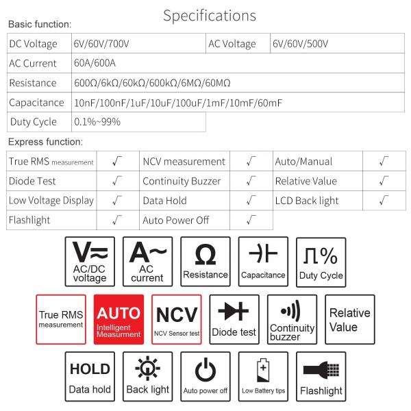 Quality 21E Intelligent Digital Clamp Meter NCV Electronic Repair Tool 1000v True Rms for sale