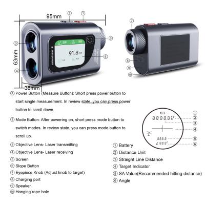 Cina 600m Top Laser Rangefinder Golf Laser Distance Meter Binocoli Telemetro Funzione in vendita