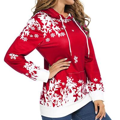 China Snowflake Pattern Printed Oversize Hoodie Women'S Christmas Sweatshirt Customized for sale