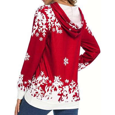 China Snowflake Pattern Printed Oversize Hoodie Women'S Christmas Sweatshirt Customized for sale