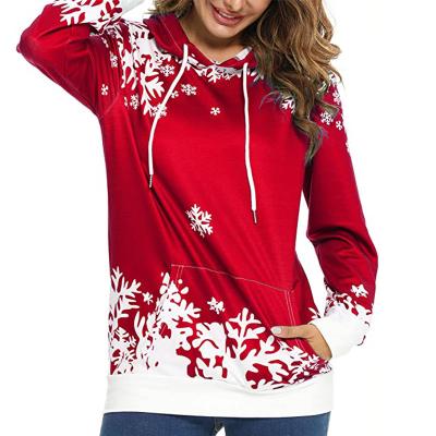 China Snowflake Pattern Printed Oversize Hoodie Women'S Christmas Sweatshirt Customized for sale