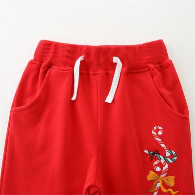 Cina Ragazze Nuovo Stile Natale Pantaloni sportivi per bambini Magliette in maglia Ricamo di cotone Pantaloni da ginnastica per bambini in vendita