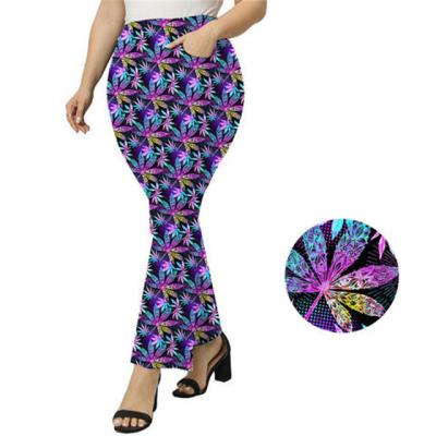 Cina Pantaloni stampati personalizzati Plus Size Alta vita Gym Fitness Sport Indossa Spandex Tessuto Burro Donna morbida Yoga Leggings per allenamento in vendita
