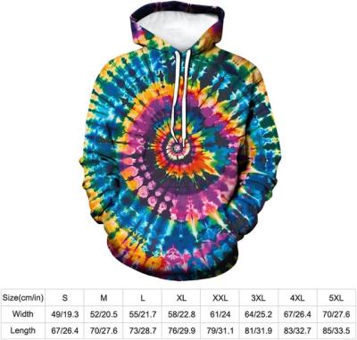 Cina Color Rainbow Printed Hoodie Tie Dye Sweatshirt Moda Pullover Grafico Per Uomini Donne in vendita
