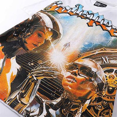 China T-shirt Heren Mode Design Wassen Water Zwart Hip Hop Zware Katoen Tops Tees Grafische Heren T-shirt Te koop