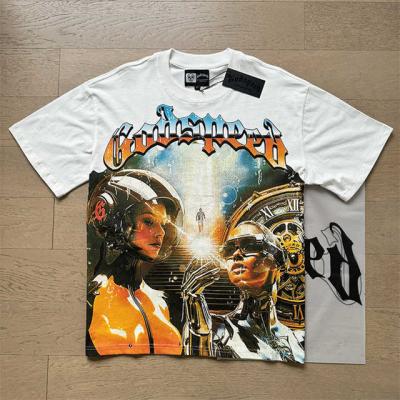 China T-shirt Heren Mode Design Wassen Water Zwart Hip Hop Zware Katoen Tops Tees Grafische Heren T-shirt Te koop