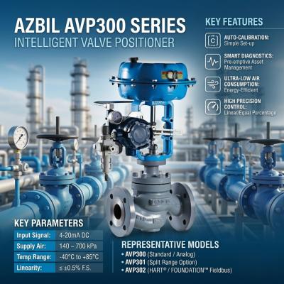 China Azbil AVP307 Digital Valve Positioner with HART Communication 4-20 mA DC Input and IP65 Enclosure for sale