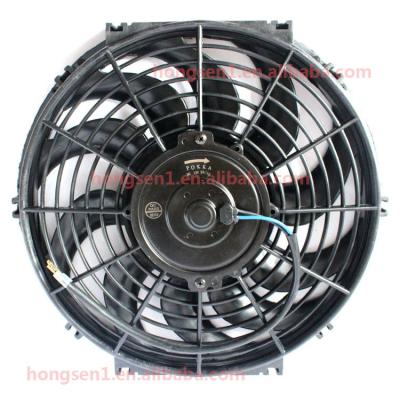 China POKKA 12 Inch Universal Curved Blade Radiator Fan 12V 24V Auto air Conditioning Radiator Fan for sale