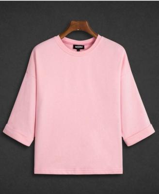China Spring of the new 7/10 of pure color round collar short sleeve women loose t-shirts for sale