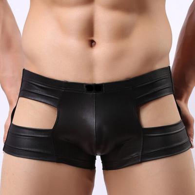 China Men's leather paint imitation leather toning sexy underwear low waist for sale