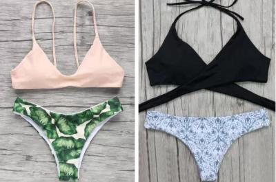 China New design beautiful print  Women two piece bikinis for beach for sale