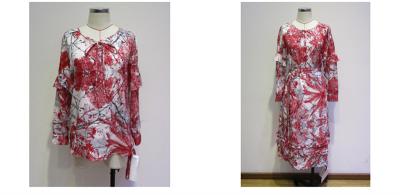 China 2018 the red maple leaves Beautiful digital printing Dress for ladies for sale