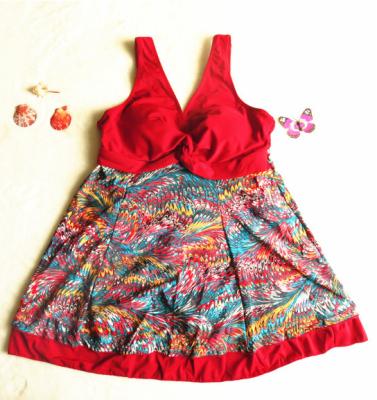 China Fashion printing onepiece  red dresskini for sale