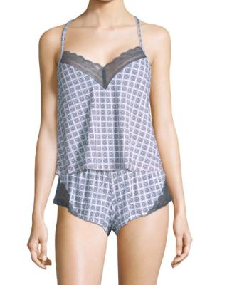 China Fashion women Geometric printing condole belt of bud silk pajamas sexy design for sale