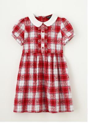 China 1-6year grils summer red print Shirt skirt check pattern printed dress for sale