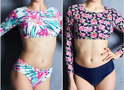 China Fashion Long sleeve Round collar  Printed Swimsuit   Two Piece Bikini for sale