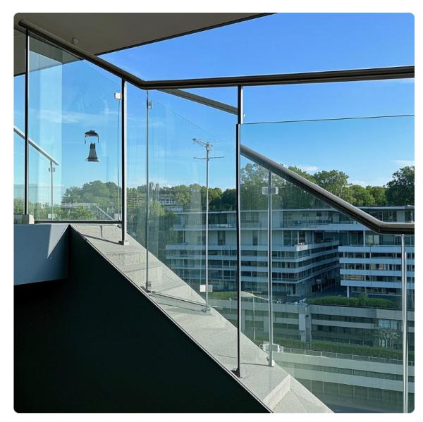 Quality Clear Safety Glass Railing Panels with Anti-Rust Clamps for sale