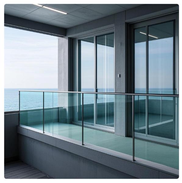 Quality Modern Frosted Glass Balcony Railing for Spiral Staircases for sale