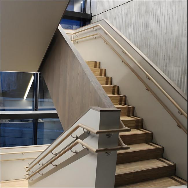 Safety railing installation detail showing mounting hardware