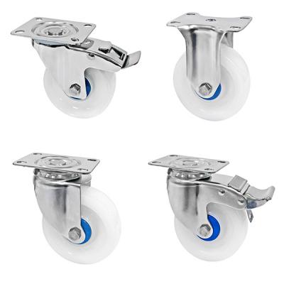 China Medium Duty 304 Stainless Steel Casters White PA Casters 150-200KG Load Capacity for sale