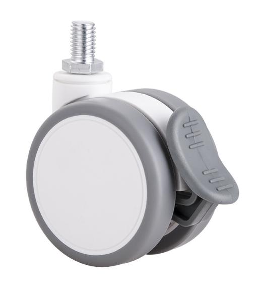 Quality 2.5 Inch White Silent Twin Wheel Caster With Top Plate / Single Brake for sale