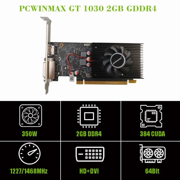 PCWINMAX Geforce GT 1030 2GB DDR4 64Bit Computer Graphics Card Low Profile HD DVI Uitgangen GPU