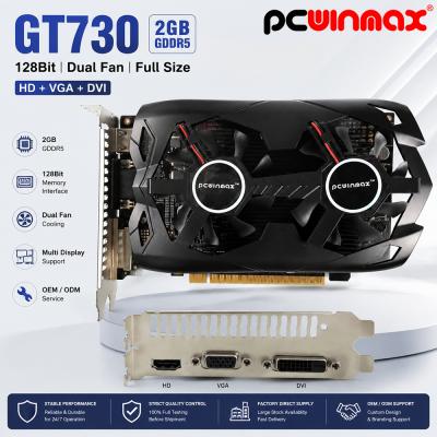 China PCWINMAX Geforce GT 730 2GB DDR5 128 Bit Full Size GK108 VGA+HD+DVI Interface Dual Fan Gaming Graphic Cards for sale