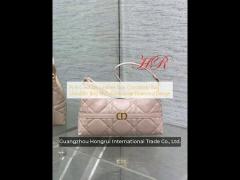 pink cowhide leather crossbody shoulder bag with diamond design
