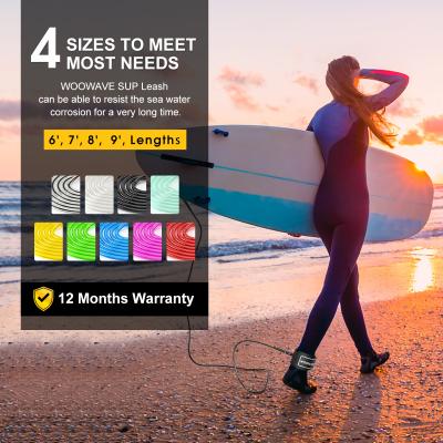 China 6'7'8'9'10'11'12' Surfboard Leash with Strong and Durable Coil or Straight Cord for sale