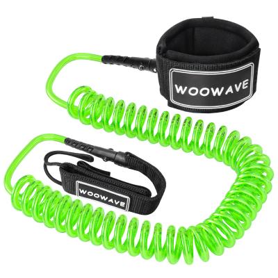 China 10' Coiled Leash Woowave's Key Pocket Design for Adult Surfing Boarding Safety for sale