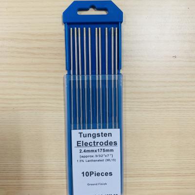 China 2.4mm*175mm WL15 Electrodos de Tungstênio TIG Consumíveis de Soldadura com suporte personalizado à venda