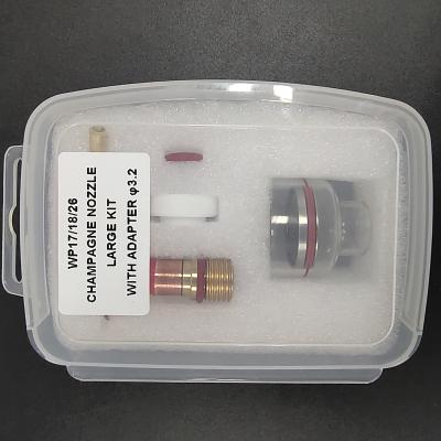 中国 WP-17/18/26 シャンパン 3.2mm Tig ノズル TIG 溶接クォーツ用のアダプタ付き大型キット 販売のため