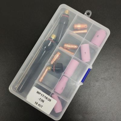 Cina 0.28KG Nozzolo di alluminio Collet Corpo Isolatore di elettrodi TIG Saldatura Torcia Consumabili Kit per WP-17/18/26 13N 18pcs in vendita
