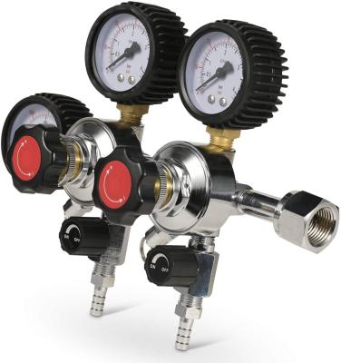 中国 トップページ 醸造 ビール CO2 圧縮安全バルブ付き上部ダブルゲージ調節器 販売のため