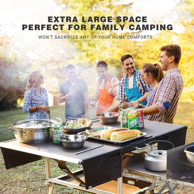 China Modernes Design Camping Küche Tisch mit Aufbewahrung Schrank Weißpapierbox Paketmethode zu verkaufen
