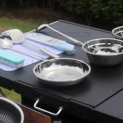 China Modernes Design Camping Küche Tisch mit Aufbewahrung Schrank Weißpapierbox Paketmethode zu verkaufen