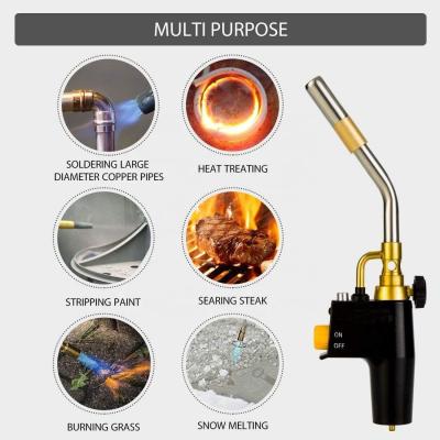 China OBM-ondersteuning CGA600 Soldeer- en braasdraad Trigger-Start Torch Head Propane Mapp Torch 1300°C Te koop