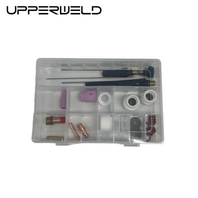 China 24PCS Alumínio e bico transparente TIG Soldadura Tocha Peças sobressalentes para suporte personalizado à venda
