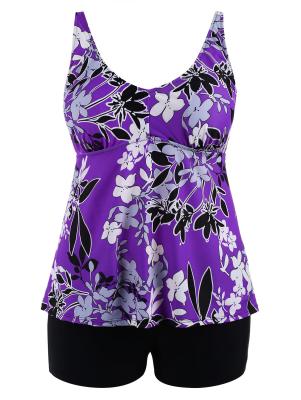 China 2018 New Plus Size One piece Swimsuit Floral Print Swimsuit Women Push up with for sale