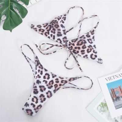 China 2019 Swimwear Wrap Front Top With Leopard Print low waist Bikini Set Womens Sexy Swimwear for sale