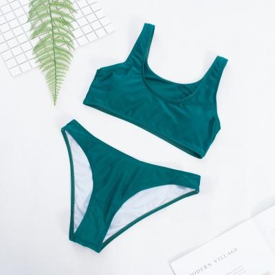 China Solid color Scoop Neck Sport Top With High Waist Bikini for sale