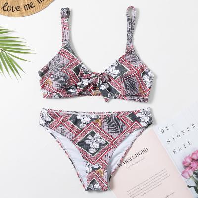 China Solid color Scoop Neck Sport Top With High Waist Bikini for sale