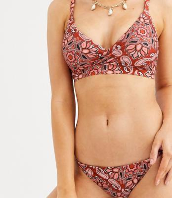 China Solid color Scoop Neck Sport Top With High Waist Bikini for sale