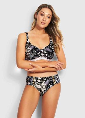 China Solid color Scoop Neck Sport Top With High Waist Bikini for sale